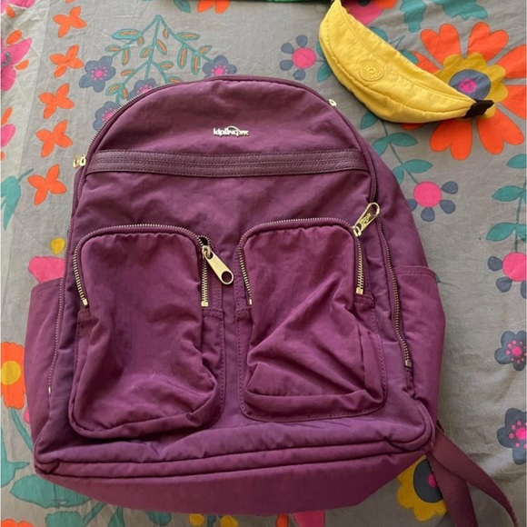 Other | Purple Kipling Backpack With Banana Pencil Case | Poshmark